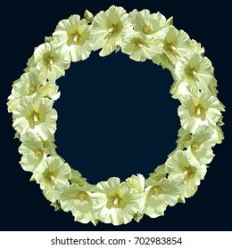 Circle Frame Made White Flowers Mallow Stock Vector (Royalty Free ...