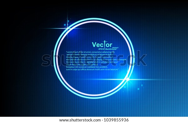 Circle Frame Technology Blue Neon Background Stock Vector (Royalty Free ...