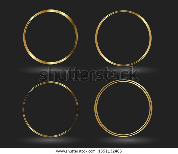 Circle Gold Frame Set Hand Drawn Stock Vector (Royalty Free) 1551132485