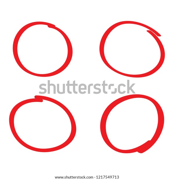 Circle hand drawn isolated on white background. Collection of different ...