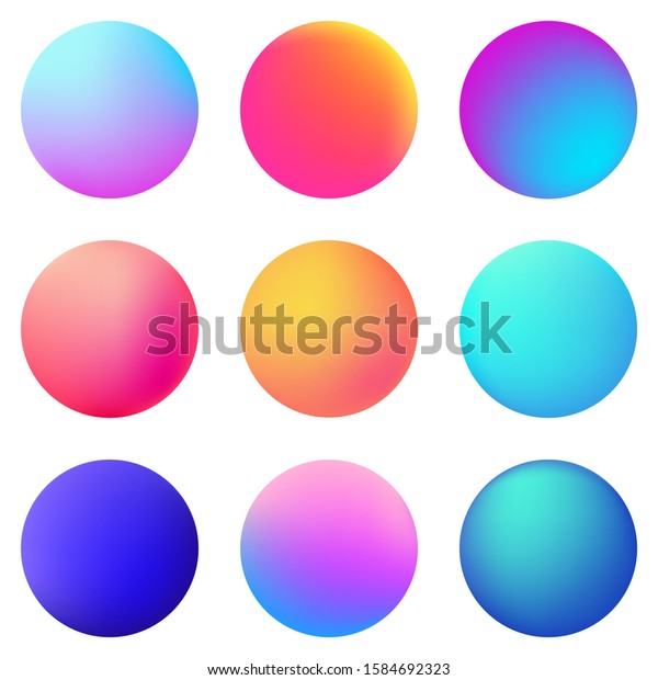 Circle Holographic Gradients Set Sphere Buttons Stock Vector (Royalty ...