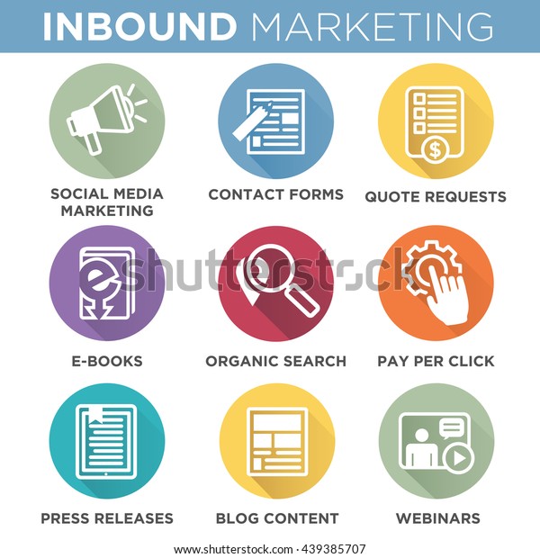 Circle Outline Inbound Marketing Vector Icons Stock Vector (Royalty ...