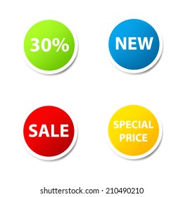 Circle Price Tag Set Colorful Object Stock Vector (Royalty Free ...