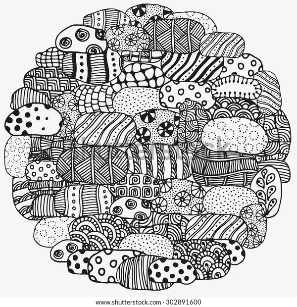 Circle Stone Ornament Hand Drawn Art Stock Vector (Royalty Free ...