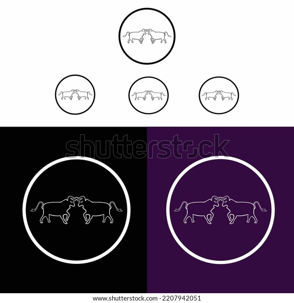 Circle Two Bull Animal Logo Stock Vector (Royalty Free) 2207942051 ...