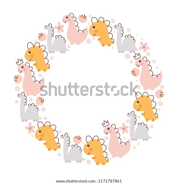Círculo Vector dino marco con dinosaurios: vector de stock (libre de ...