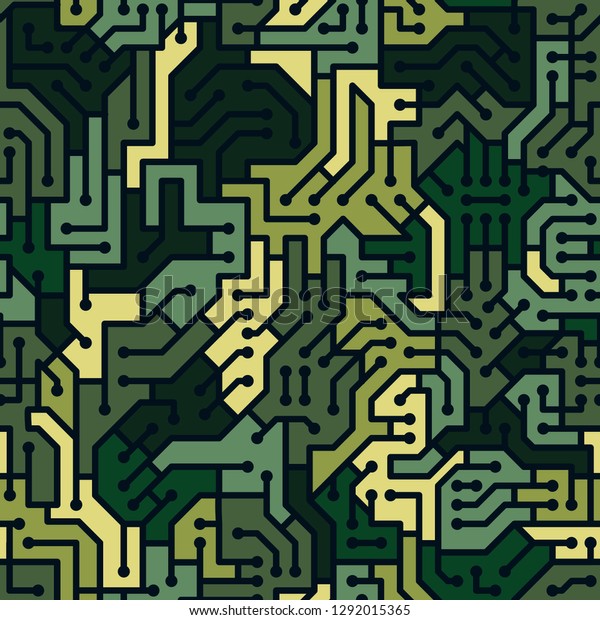Circuit Board Seamless Camouflage Pattern Electricity Stock Vector ...