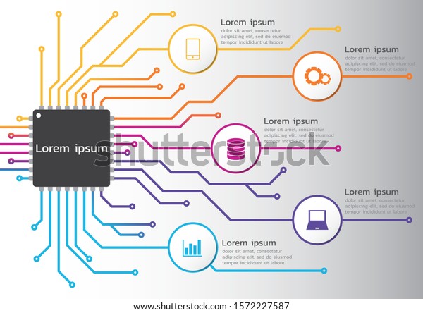 Circuit Board Technology Infographic Vector 5 Stock Vector (Royalty ...