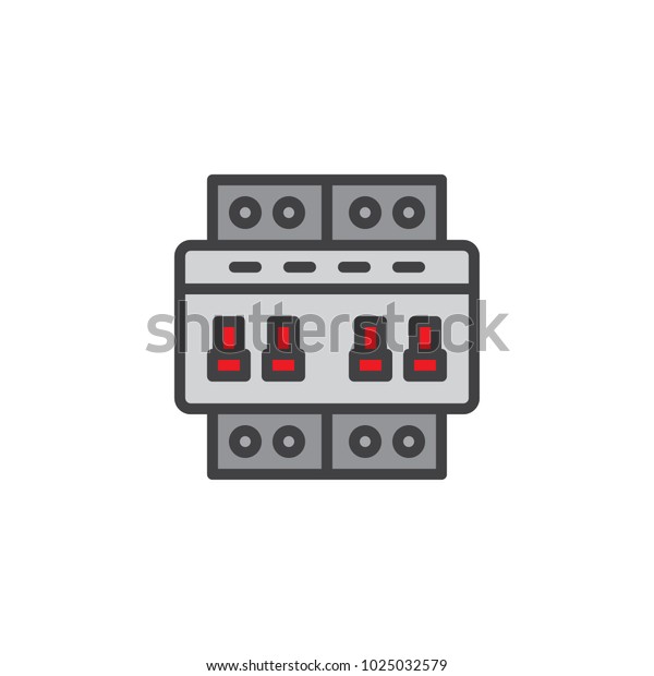 Circuit breaker switch filled outline icon, line vector sign, linear ...