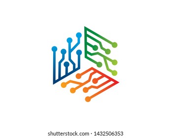 Circuit Tech Logo Template Icon Symbol Stock Vector (Royalty Free ...