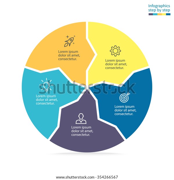 Circular diagram with arrows inside. Pie chart, graph, diagram with 5 ...