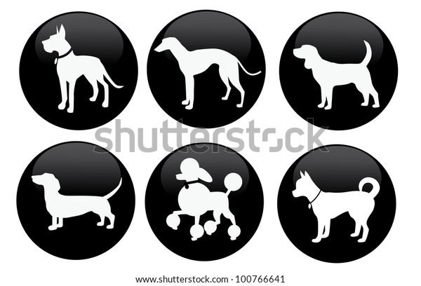 Circular Dog Silhouette Icon Symbol Set Stock Vector (Royalty Free ...