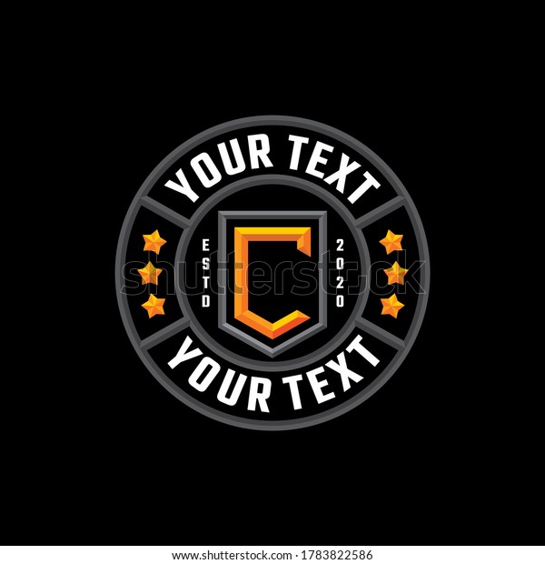 Circular Emblem Letter C Inside Embossed Stock Vector (Royalty Free ...
