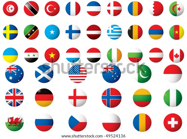 Stock vektor „Circular Flags World On White Background“ (bez autorských ...