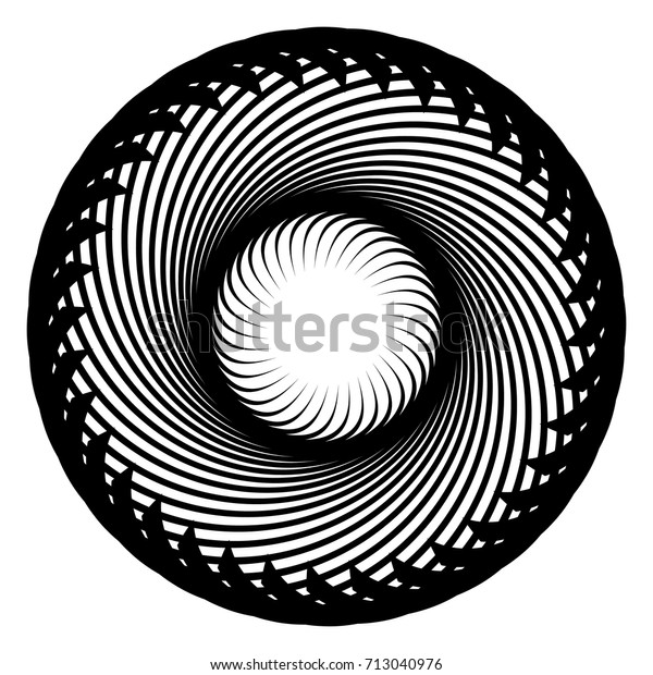 Circular Geometric Motif Abstract Grayscale Opart Stock Vector (Royalty ...