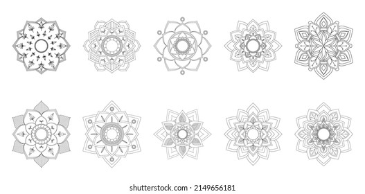 Circular Mandala Coloring Page Template Stock Vector (Royalty Free ...