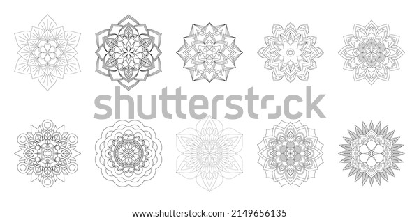 Circular Mandala Coloring Page Template Stock Vector (Royalty Free ...