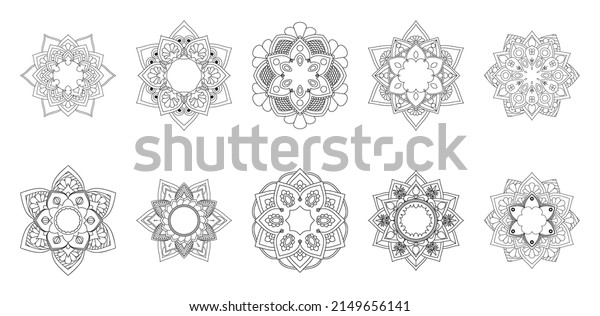 Circular Mandala Coloring Page Template Stock Vector (Royalty Free ...