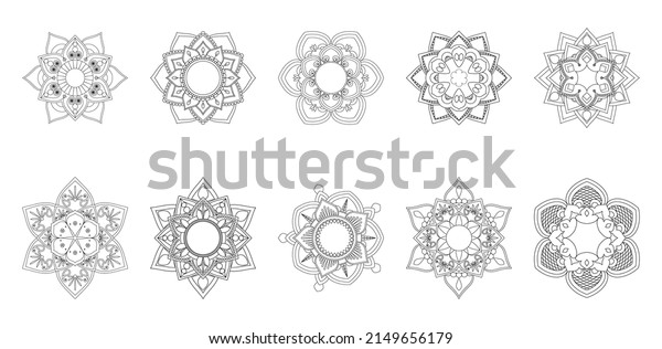 Circular Mandala Coloring Page Template Stock Vector (Royalty Free ...