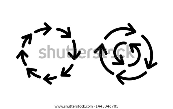 Circular Motion Arrows Icons Sketch Outline Stock Vector (Royalty Free ...