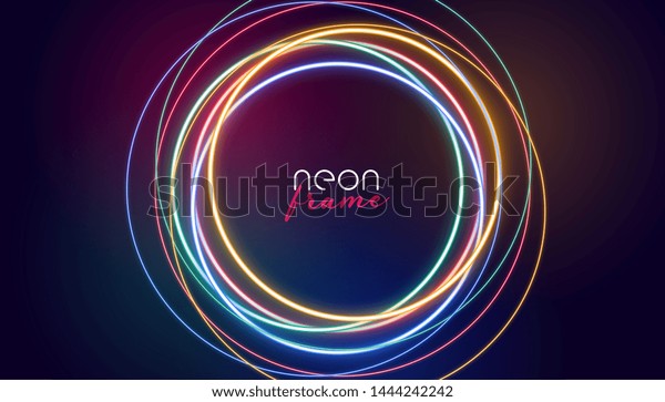 Circular Neon Frame Colorful Lights Stock Vector (Royalty Free ...