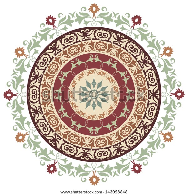 Circular Pattern Traditional Motifs Ancient Oriental Stock Vector ...