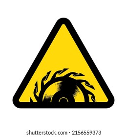 Circular Saw Warning Yellow Triangular Sign Stock Vector (Royalty Free ...