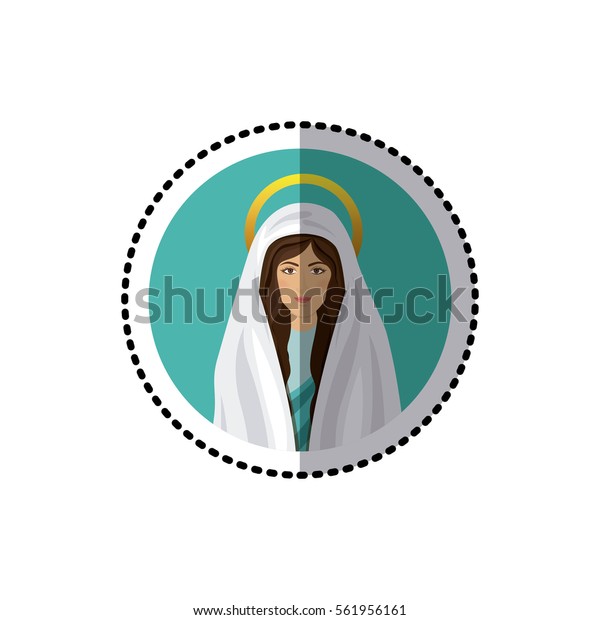 Circular Sticker Half Body Picture Colorful Stock Vector (Royalty Free ...