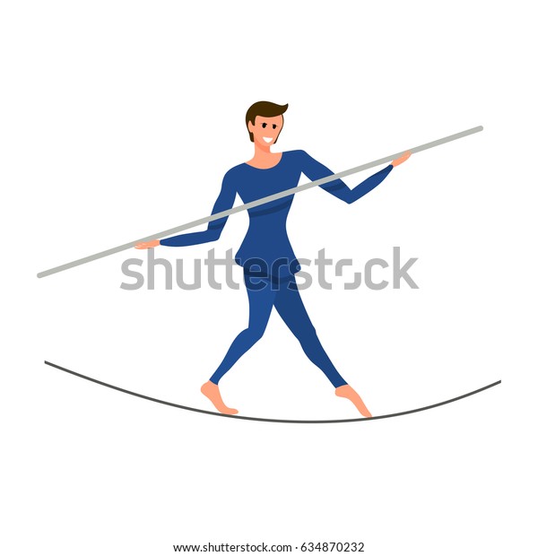 Circus Artist On Tightly Stretched Rope Stock Vector (Royalty Free ...