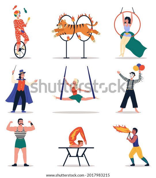 Circus Artists Funny Cartoon Characters People Stock Vector (Royalty ...