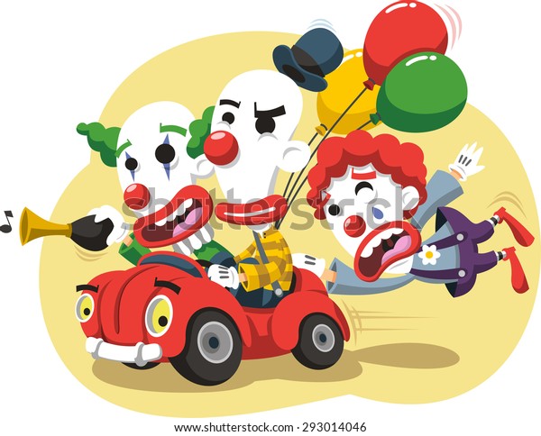 Circus Clown Driving Car Balloons Horn: เวกเตอร์สต็อก (ปลอดค่าลิขสิทธิ์ ...