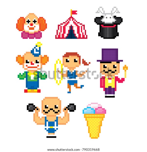 Circus Icon Set Pixel Art Old Stock Vector (Royalty Free) 790319668 ...