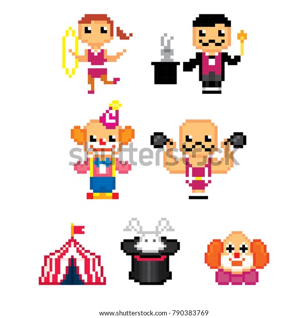 Circus Icon Set Pixel Art Old Stock Vector (Royalty Free) 790383769 ...