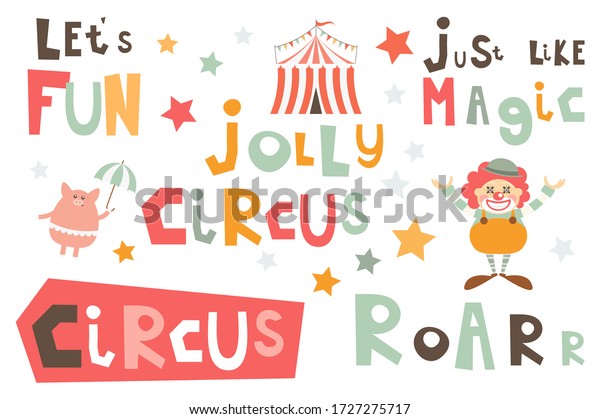 Circus Phrases Set Hand Drawn Motivation Stock Vector (Royalty Free ...