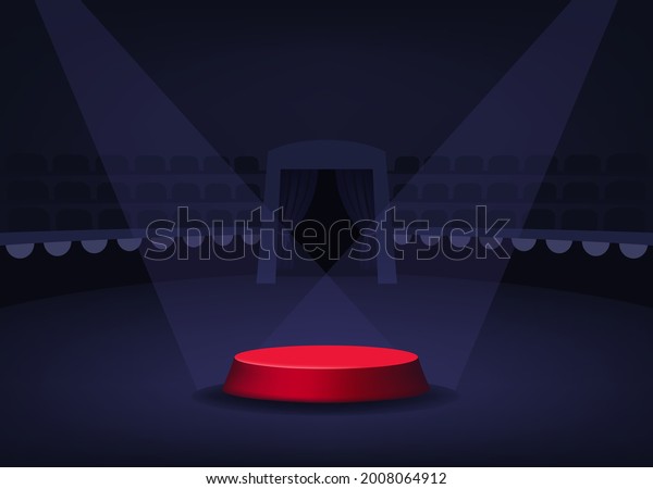 Circus Stage Podium Spotlights Vector Illustration Stock Vector ...