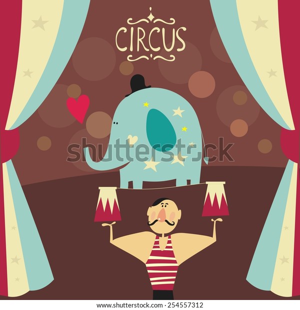 Circus Strongman Card Design Stock Vector (Royalty Free) 254557312 ...