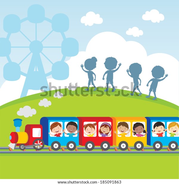 Circus Train Kids Vector Illustration Diversity: vector de stock (libre ...