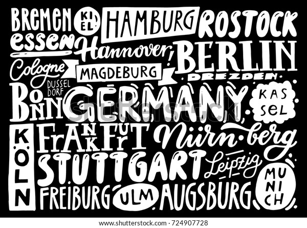 Cities German Hand Drawn Lettering Poster Stock Vector (Royalty Free ...