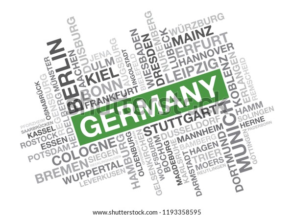 Cities Germany Word Collage Stock Vector (Royalty Free) 1193358595 ...