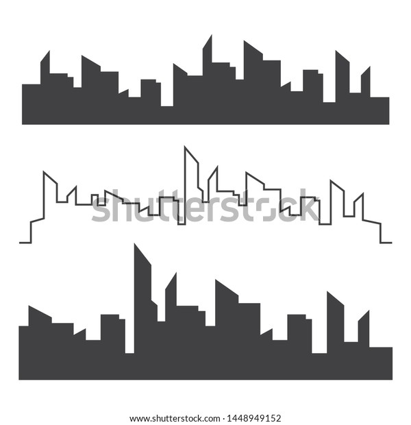 Cities Silhouette City Landscape Template Thin Stock Vector (Royalty ...