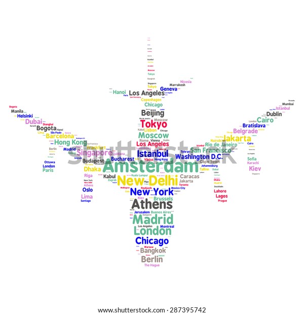 Cities World Related Word Cloud Background 스톡 벡터(로열티 프리) 287395742 ...