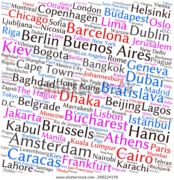 Cities World Related Word Cloud Background Stock Vector (Royalty Free ...