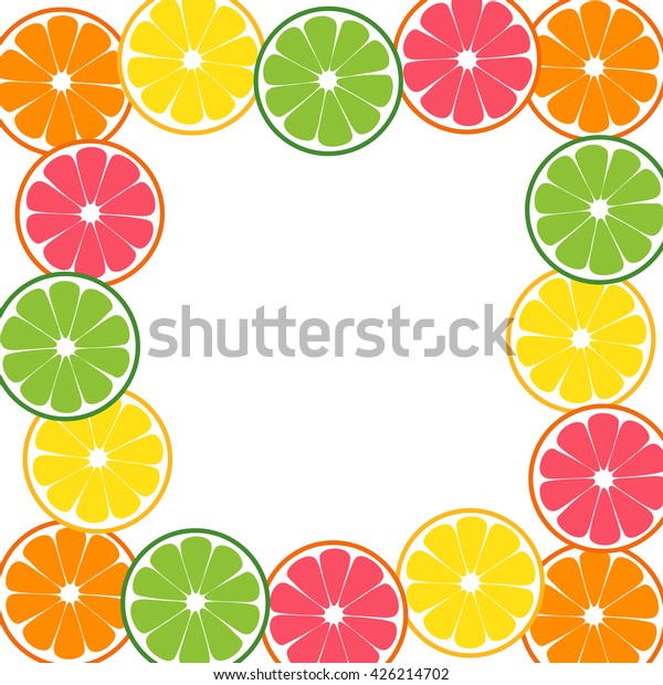 Citrus Fruits Border Frame Vector Background Stock Vector (Royalty Free ...