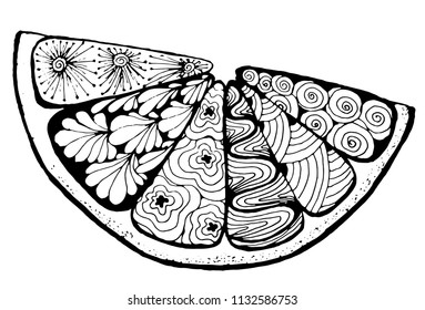 Citrus Orange Zentangle Stock Vector (Royalty Free) 1132586753