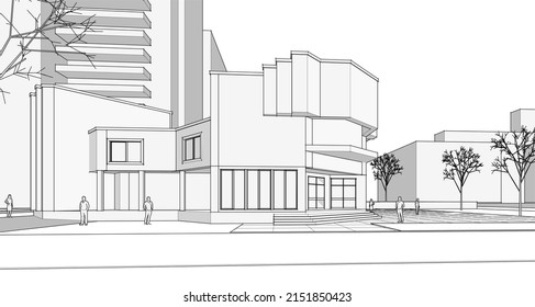 City Architecture 3d Rendering Stock Vector (Royalty Free) 2151850423 ...