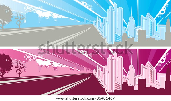 City Background Banner Stock Vector (Royalty Free) 36401467 | Shutterstock
