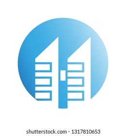 Building Tower Icon Blue Circle Shape Stock Vector (Royalty Free ...