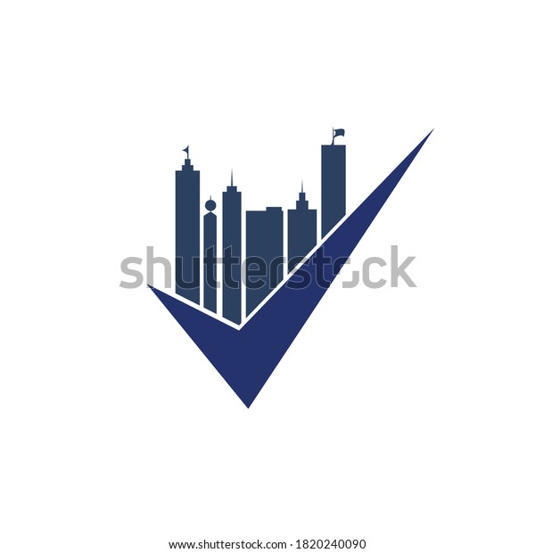 City Building Check Mark Logo Design Stock Vector (Royalty Free ...
