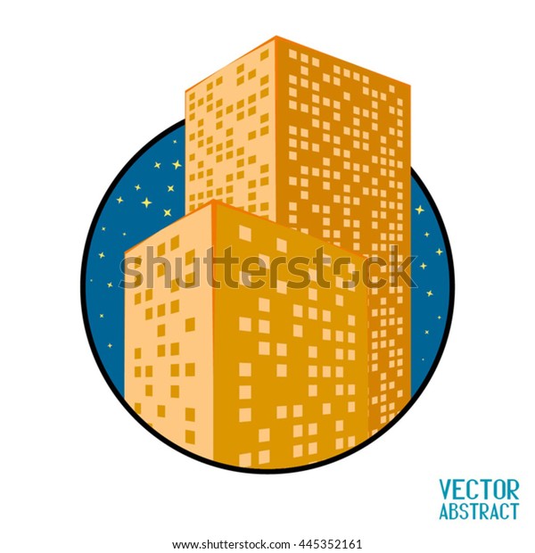 City Building Poster Flat Style 3d Stock Vector (Royalty Free ...