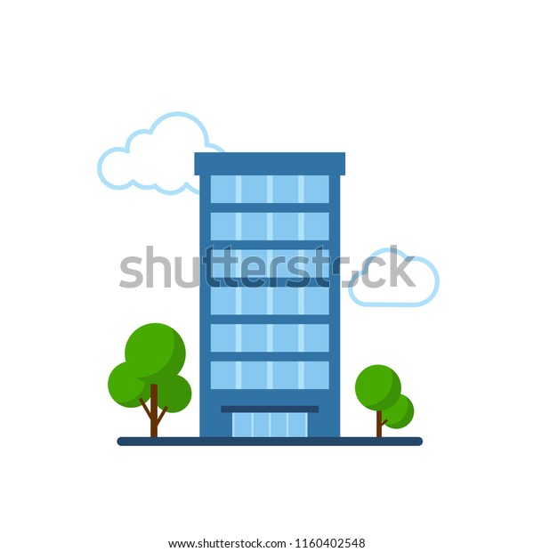 City Building Trees Facade Modern Office Stock Vector (Royalty Free ...
